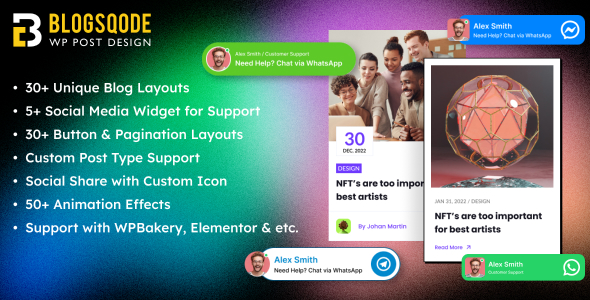 Blog Layouts And Social Media Chat Widget For Elementor Wordpress Plugin